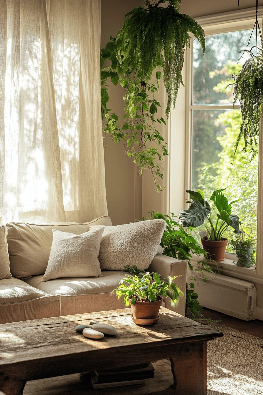 25 Earthy Living Room Designs That Bring Nature Inside - Shower Redefined